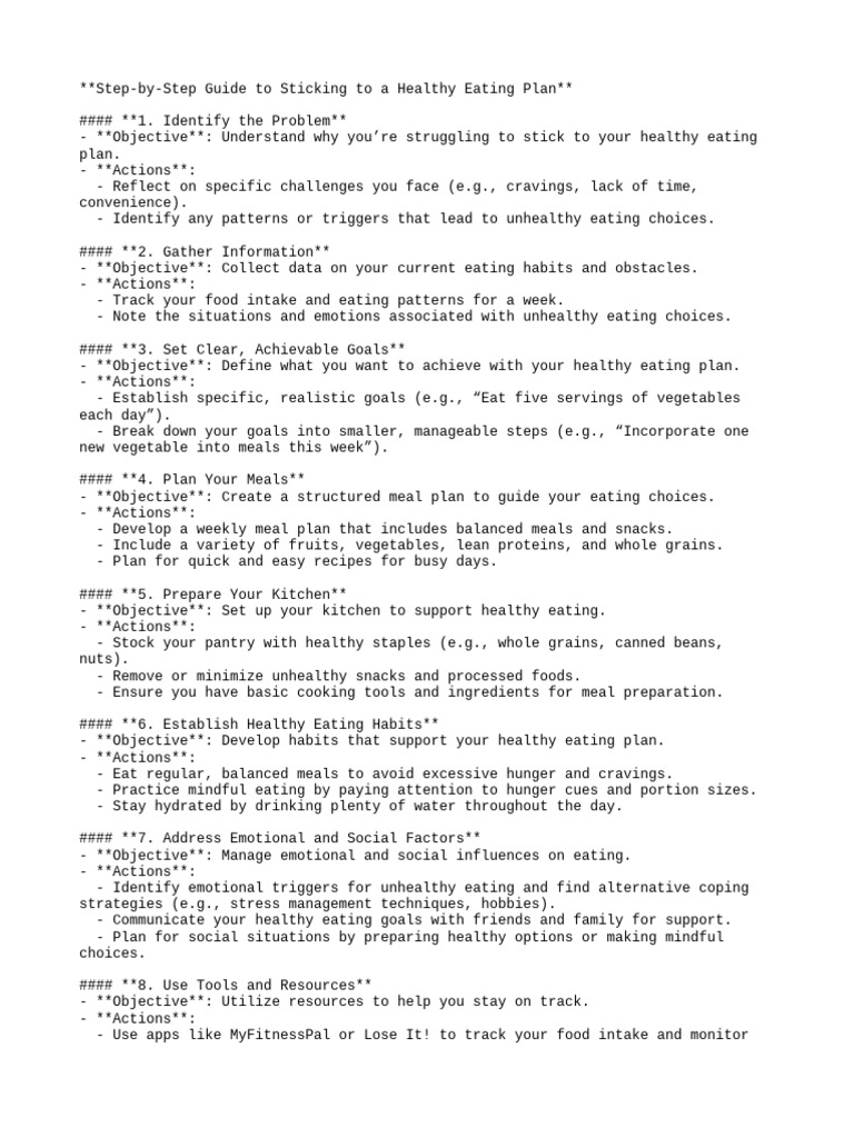 Step-by-Step Guide To Sticking To A Healthy Eating Plan | PDF