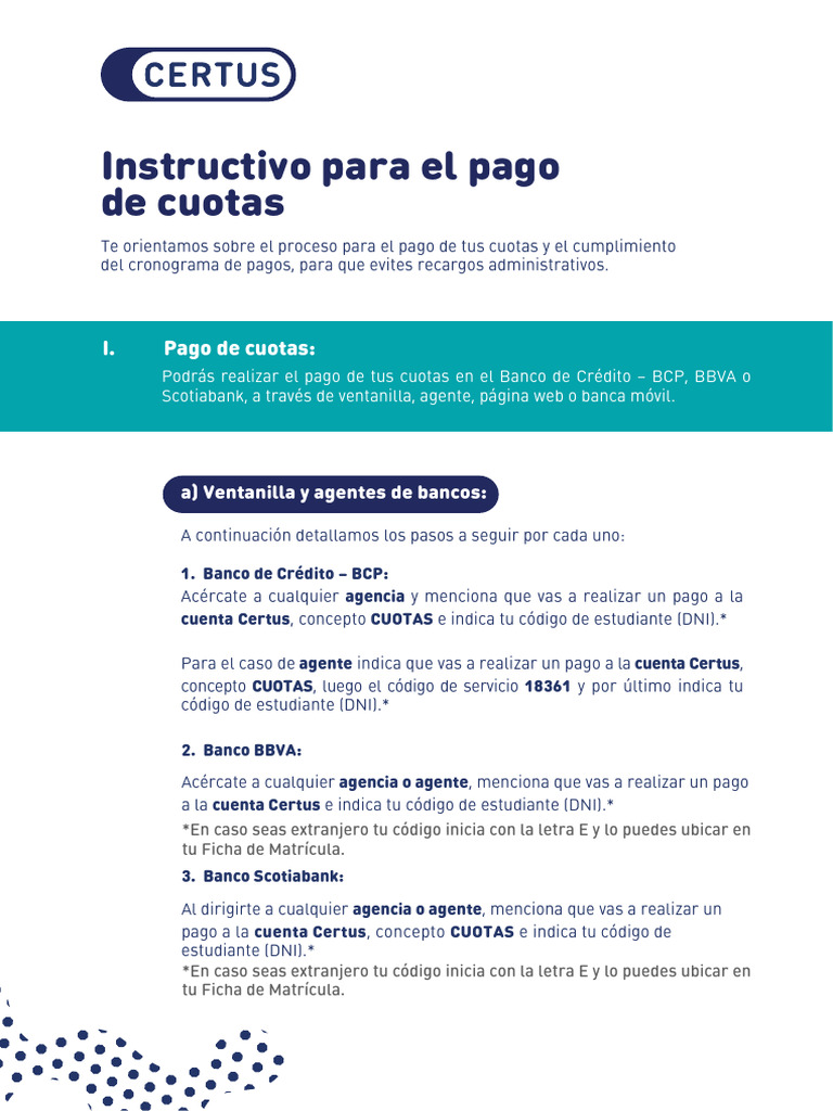 Instructivo para El Pago CERTUS | PDF