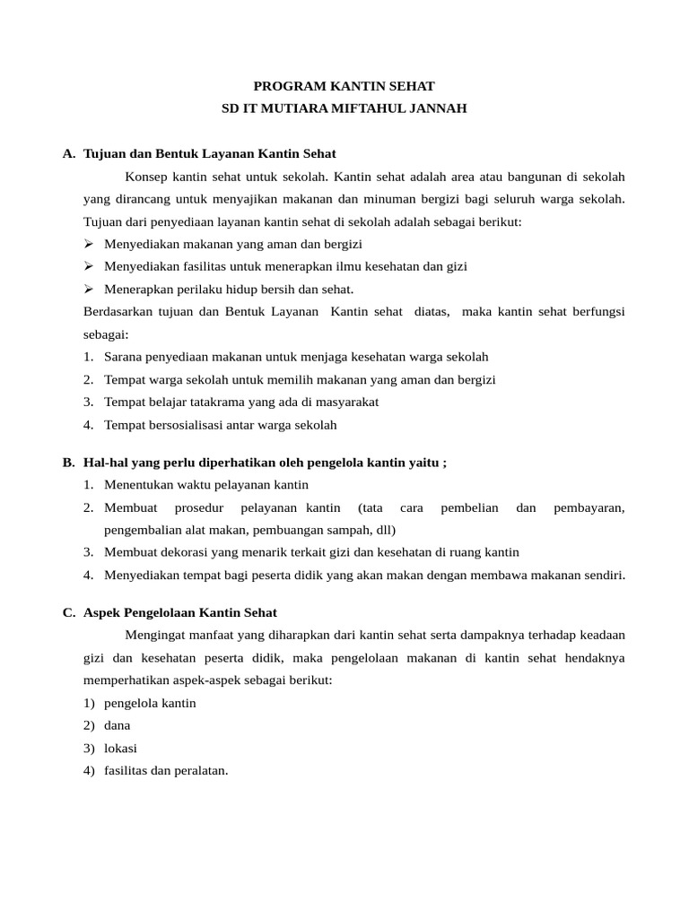 Program Kantin Sehat | PDF