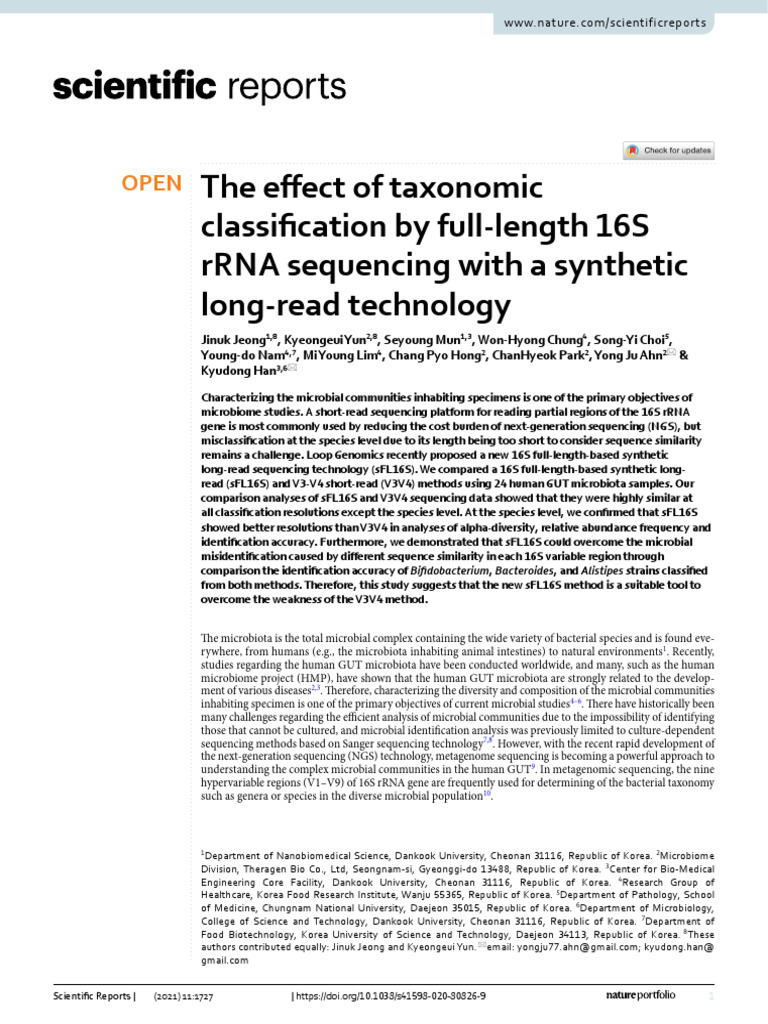 The Effect of Taxonomic Classification by Full-Length 16S RRNA ...