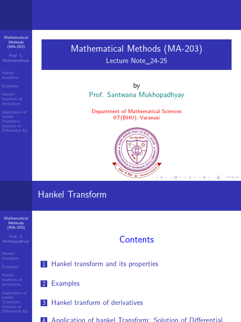 Lecture Note 24 24 Hankel Transform March 15 | PDF | Mathematical Physics | Mathematical Concepts