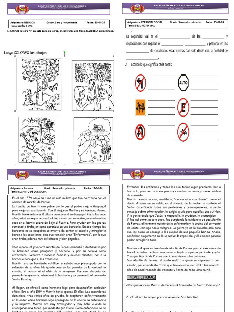 Ficha 3ero y 4to 15-19 Abril | PDF