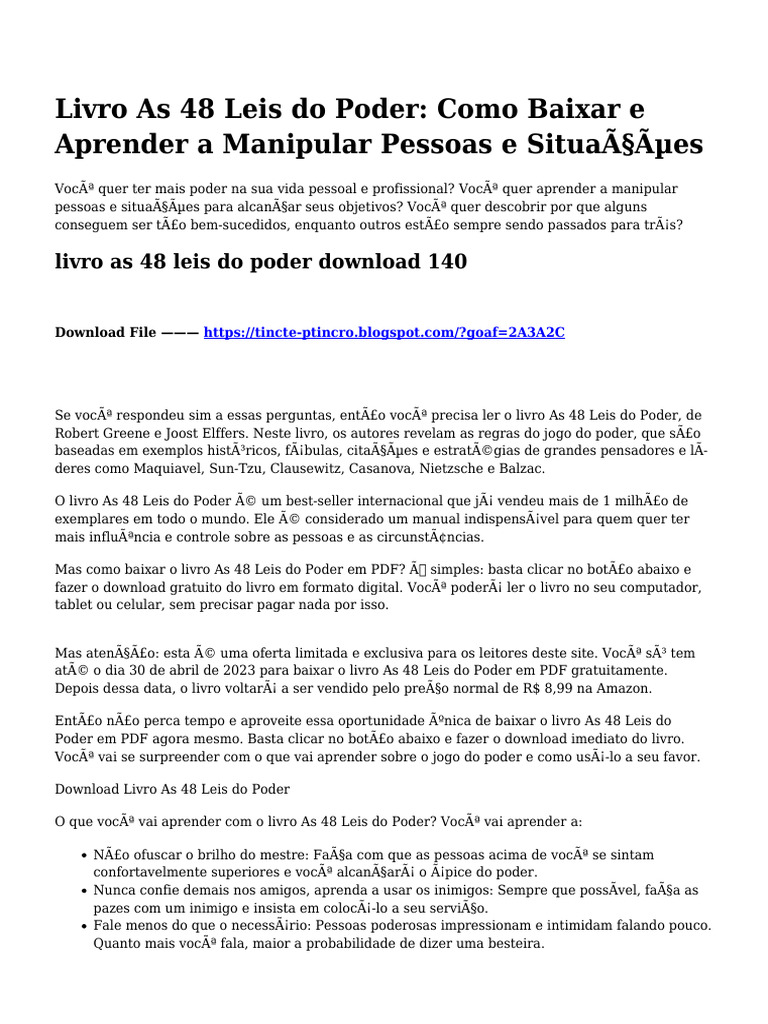 Livro As 48 Leis Do Poder Download 140 | PDF