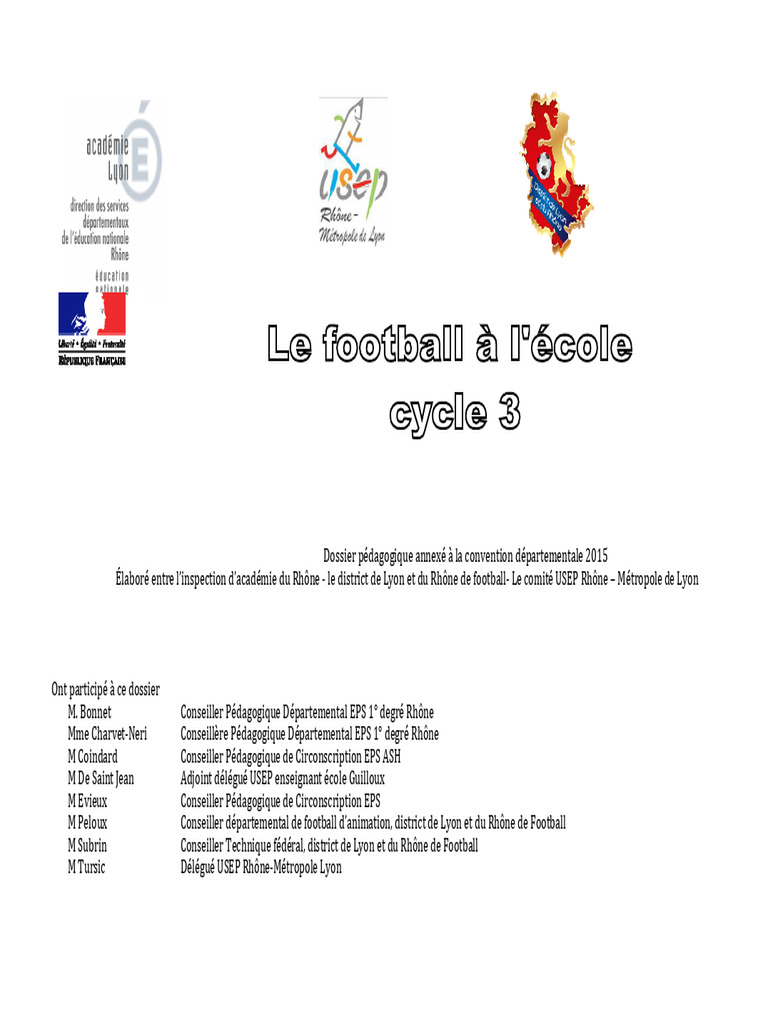 Foot Ball Au Cycle 3 - 23 Novembre 2015 | PDF