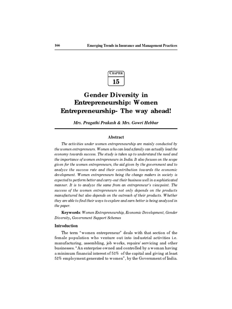 Gender Diversity in Entrepreneurship Wom | PDF