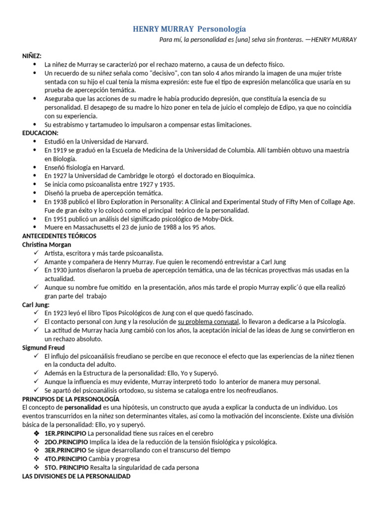 HENRY MURRAY | PDF