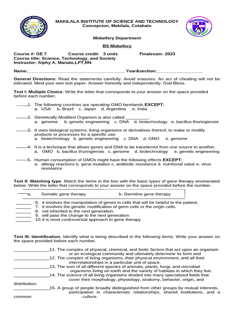 STS-final-exam | PDF