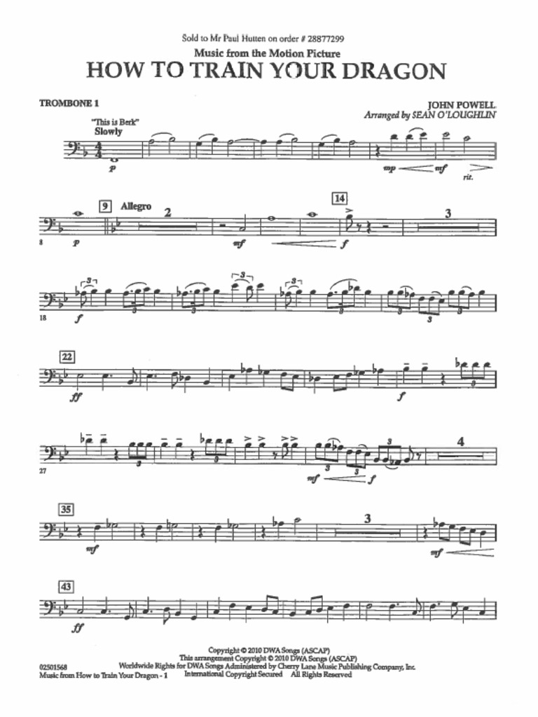 How to Train Your Dragon - Trombone Parts | PDF