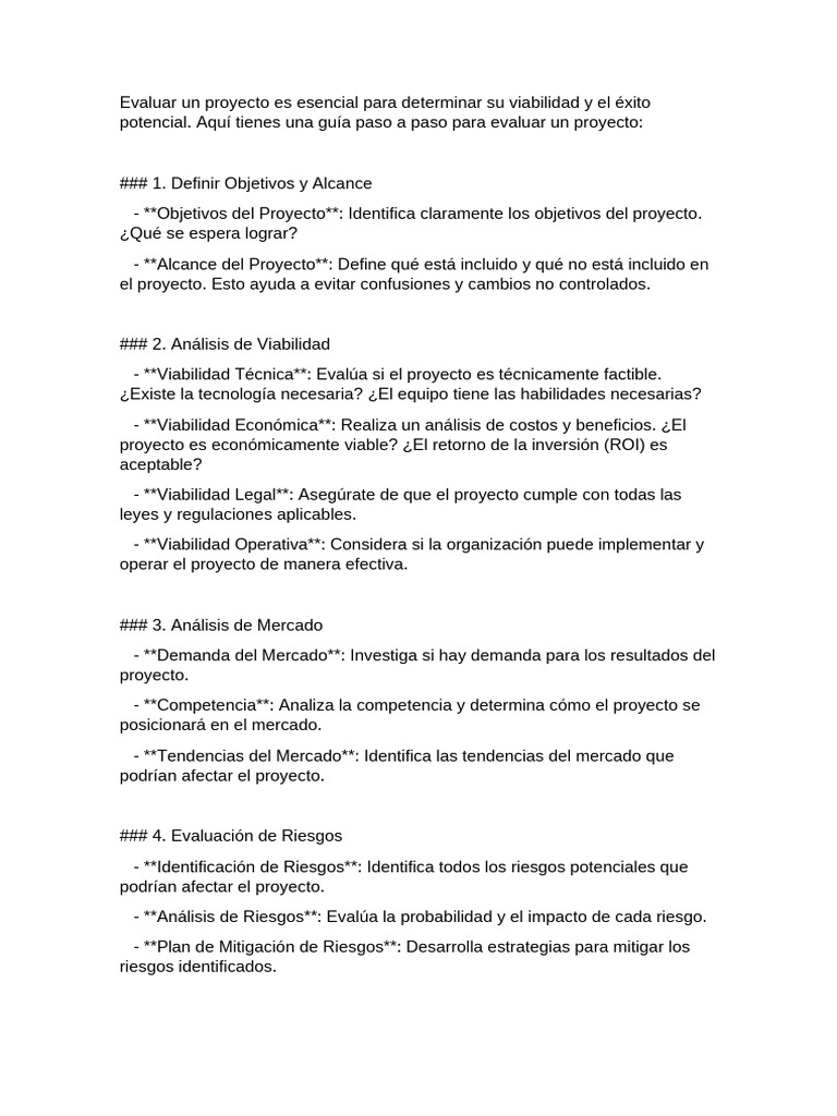 EVALUAR PROYECTO | PDF