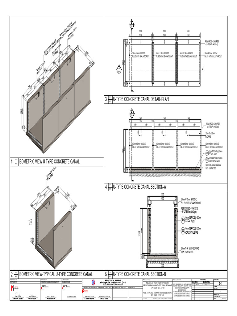 U-Type Concrete Canal Detail-Plan 3 | PDF
