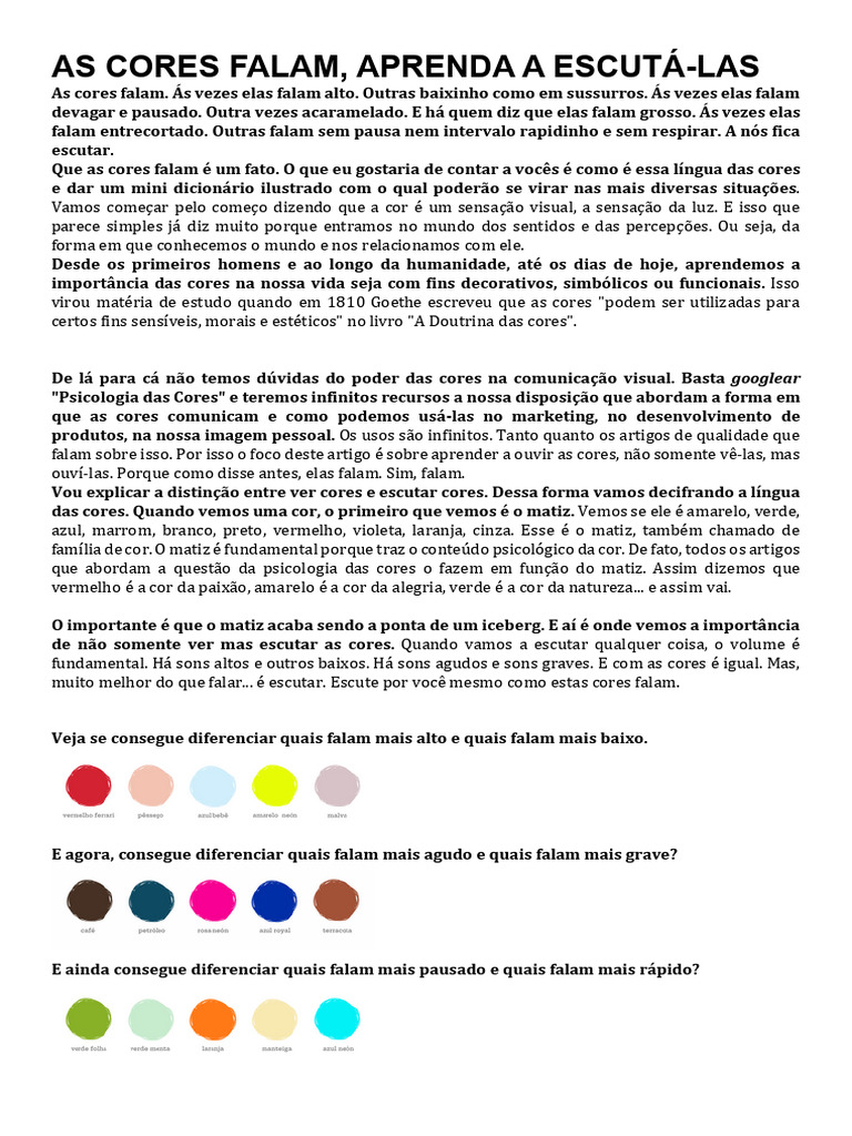 AS CORES FALAM | PDF