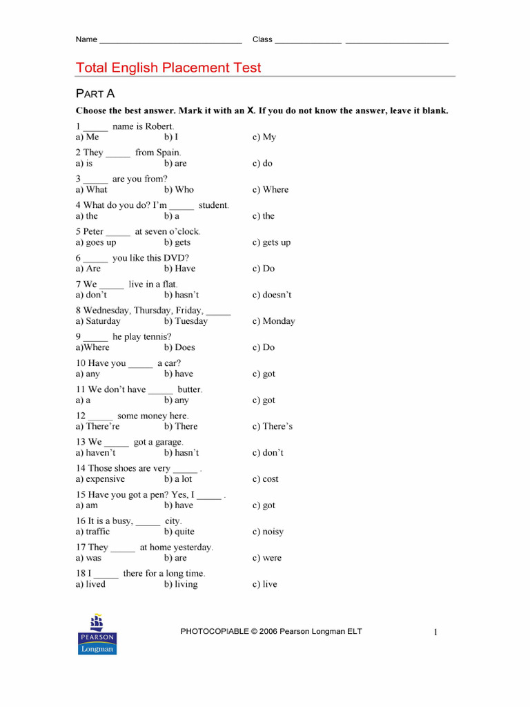 Placement Test | PDF