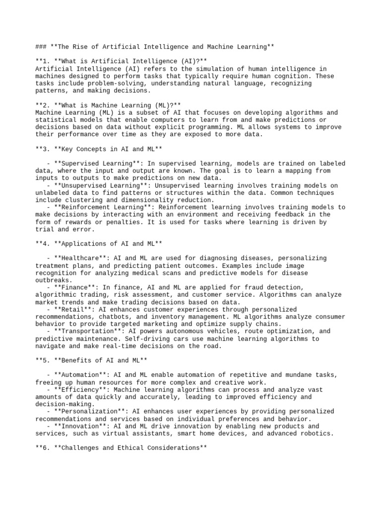 The Rise of Artificial Intelligence and Machine Learning | PDF