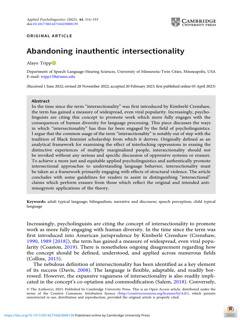 Abandoning Inauthentic Intersectionality | PDF | Intersectionality ...