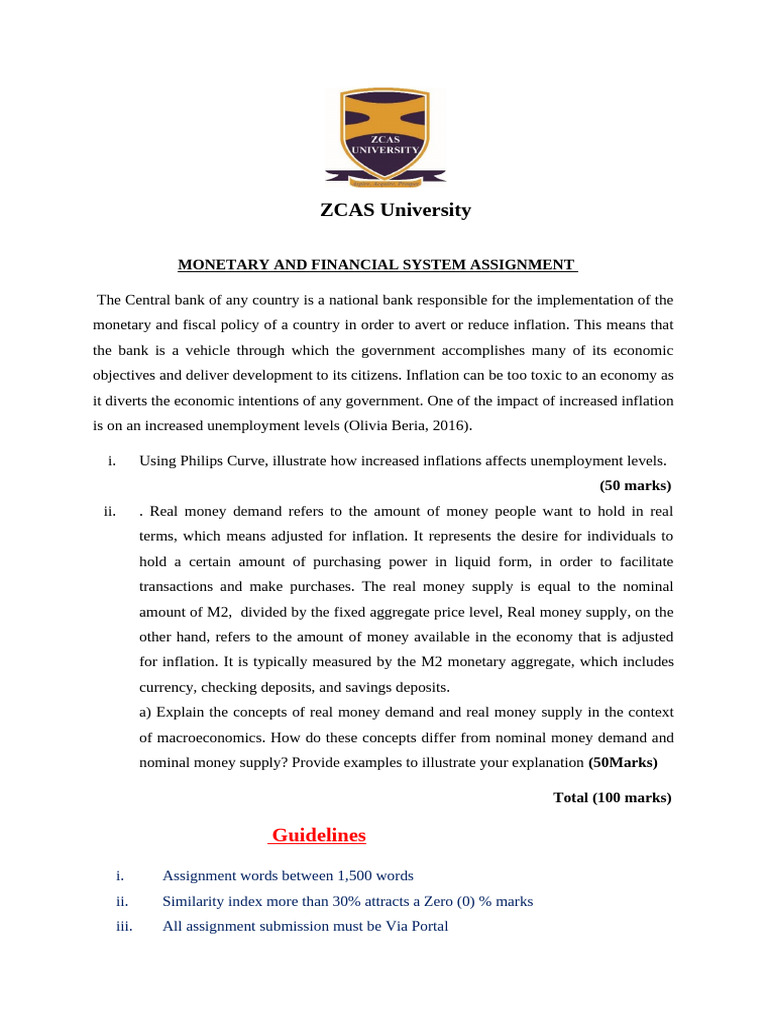 Monetary of Financial System Assignment - Ammended Assignment | PDF