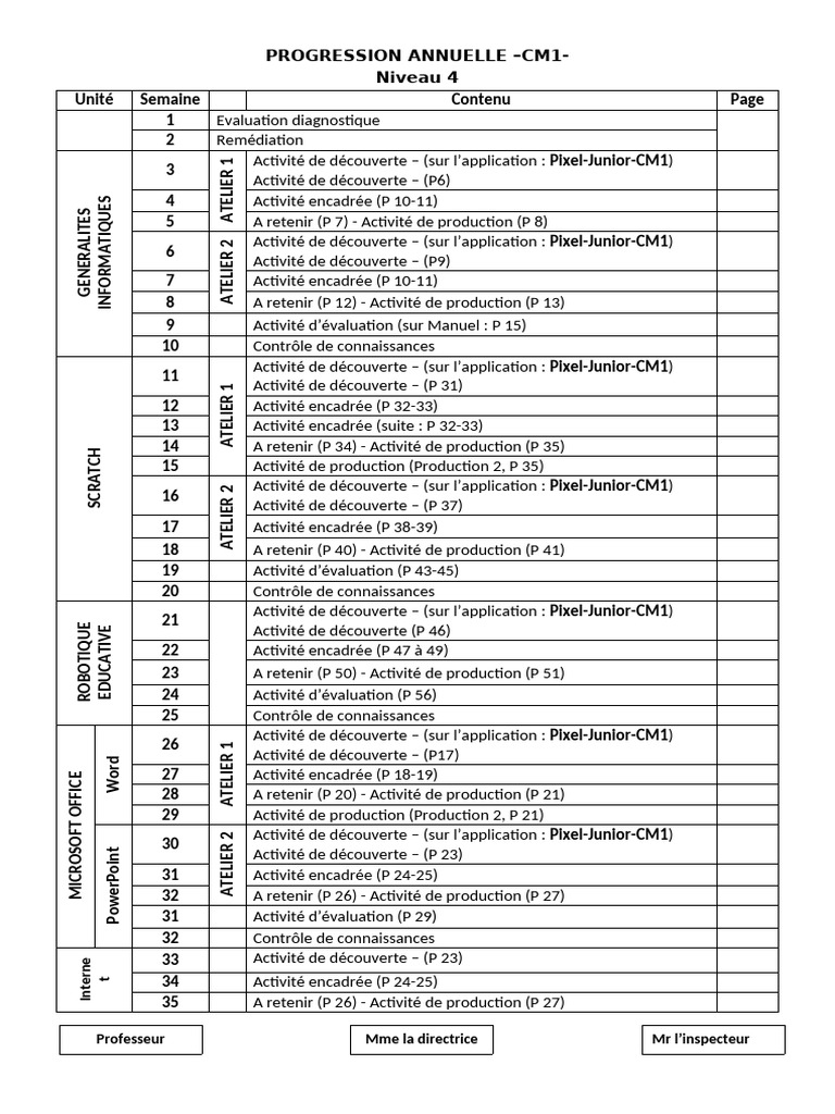 PROGRESSION ANNUELLE cm1 | PDF