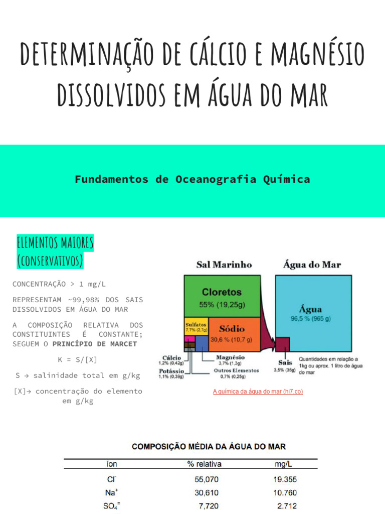 Determinação de Cálcio e Magnésio Dissolvidos em Água Do Mar - Bárbara ...