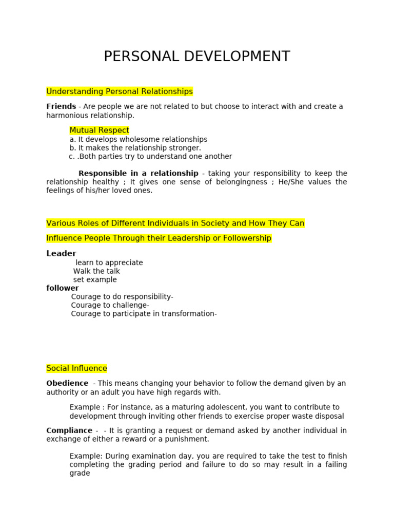 Personal Development | PDF