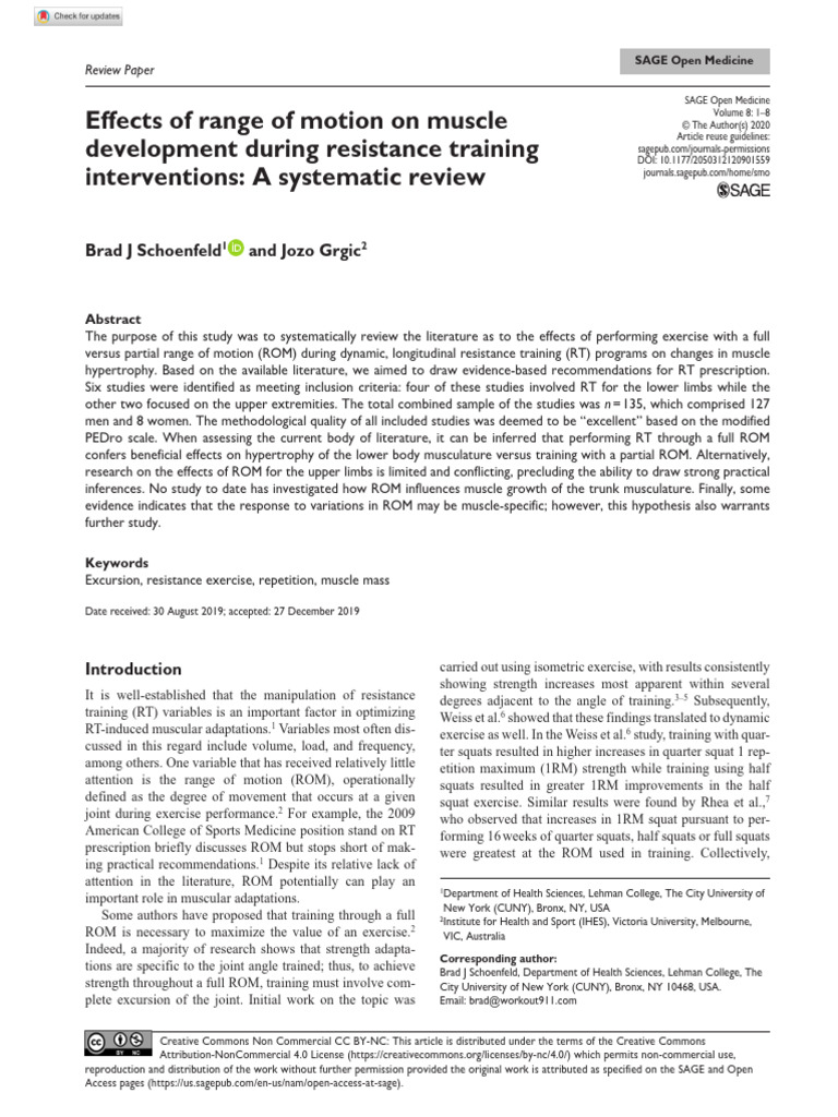 Effects of Range of Motion On Muscle Development During Resistance ...