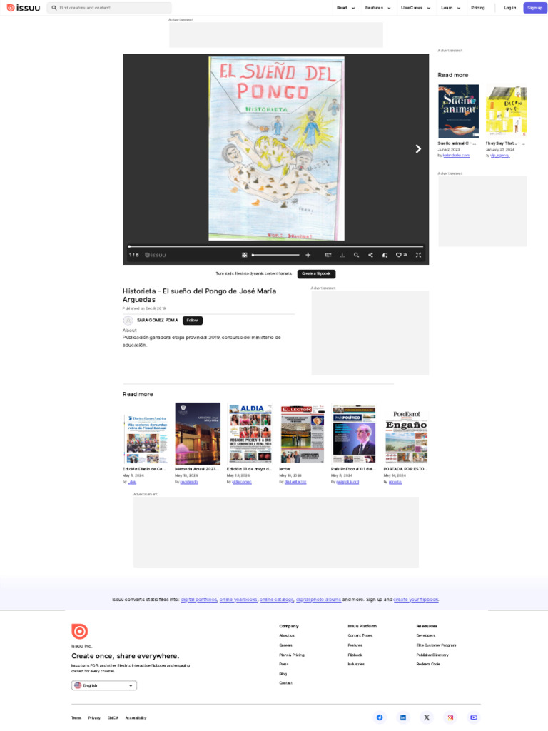 Historieta - El Sueño Del Pongo de José María Arguedas by SARA GOMEZ ...