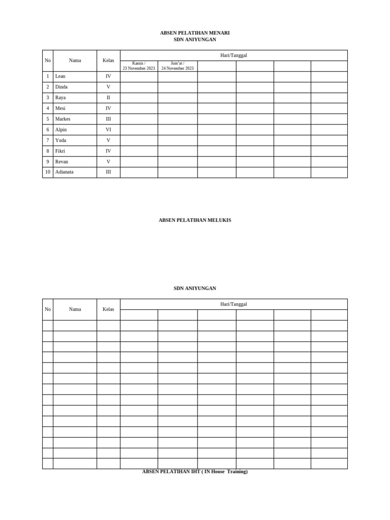 Absen Pelatihan | PDF