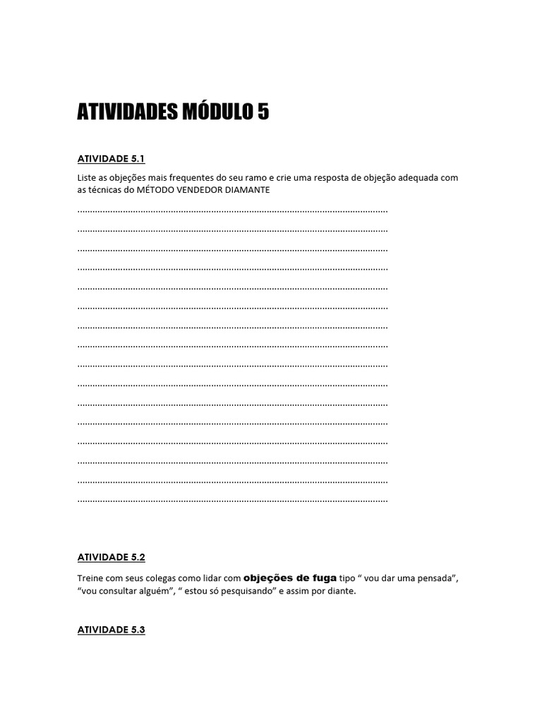 Atividades Módulo 5: Atividade 5.1 | PDF