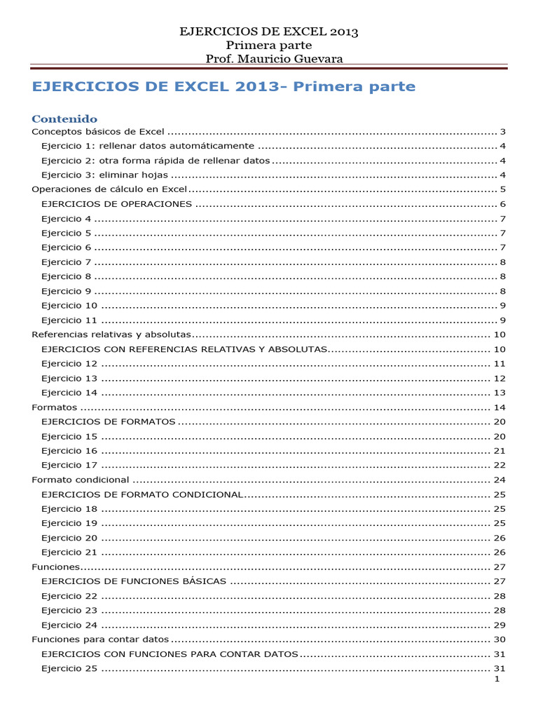 Ejercicios Excel 3 año | PDF