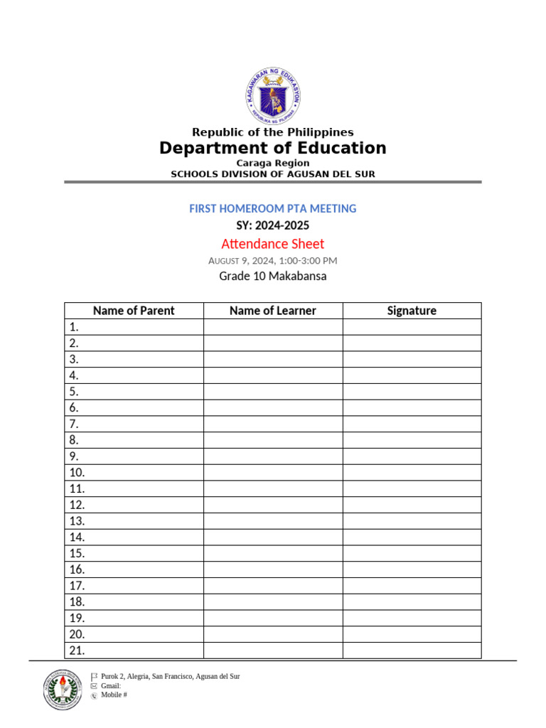 attendance hrpta meeting | PDF