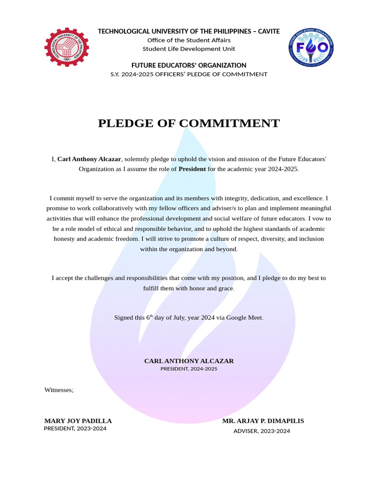FEO 2425 Pledge of Commitment | PDF