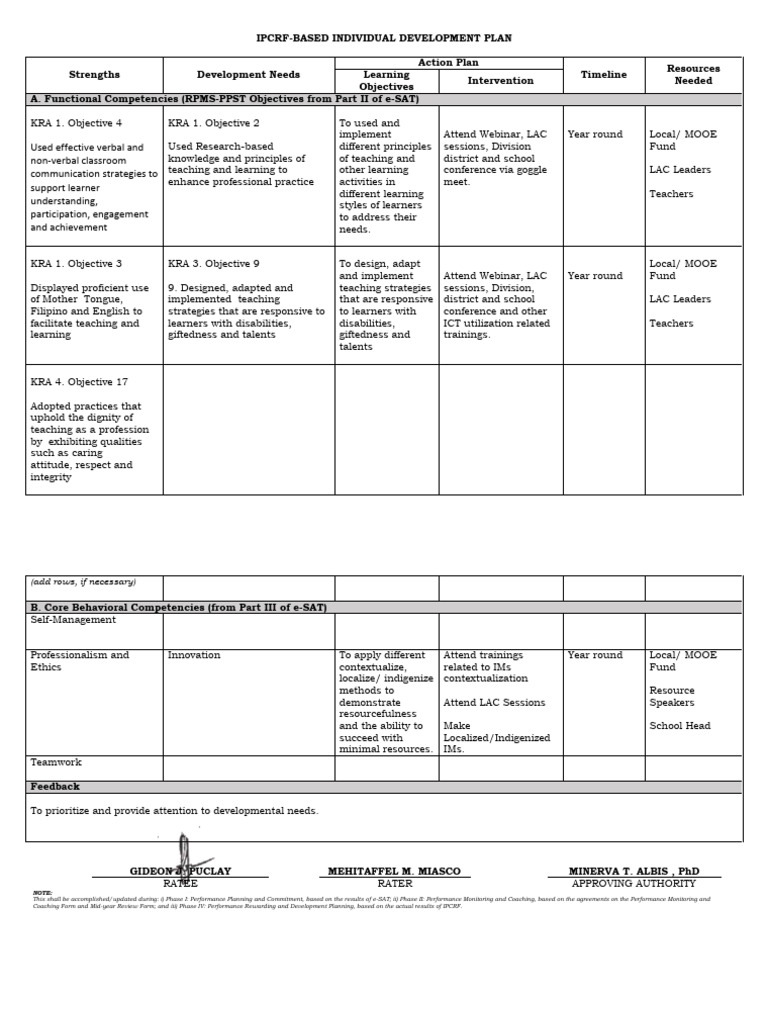 PUCLAY-IPCRF-DEVELOPMENT-PLAN (1) | PDF