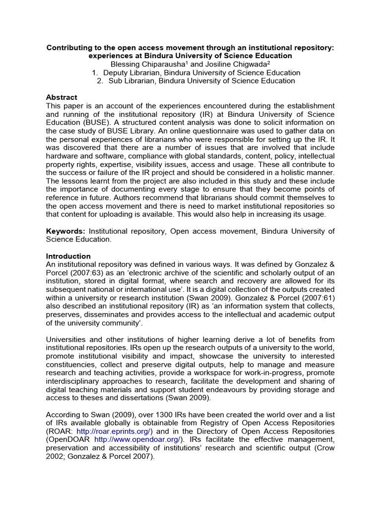 Contributing To The Open Access Movement | PDF