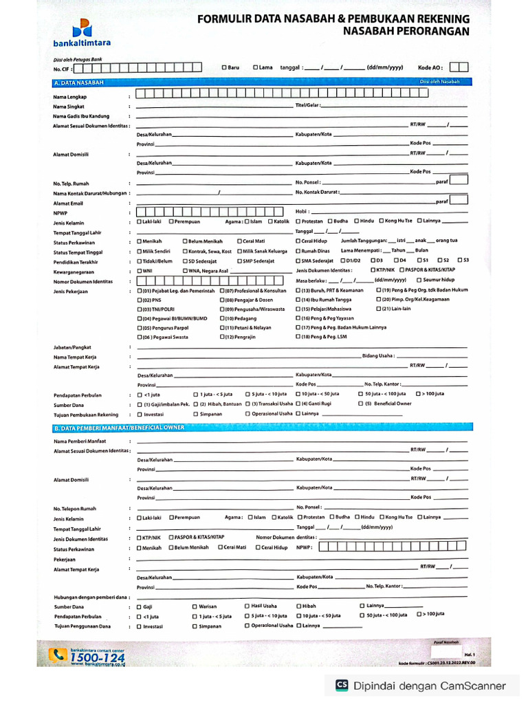 Form Rekening New | PDF