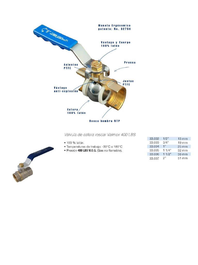 Ficha Tecnica Valvula Valmex | PDF