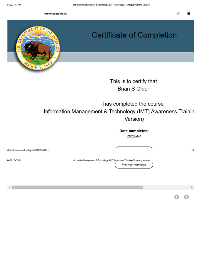 Information Management & Technology (IMT) Awareness Training (Streaming ...