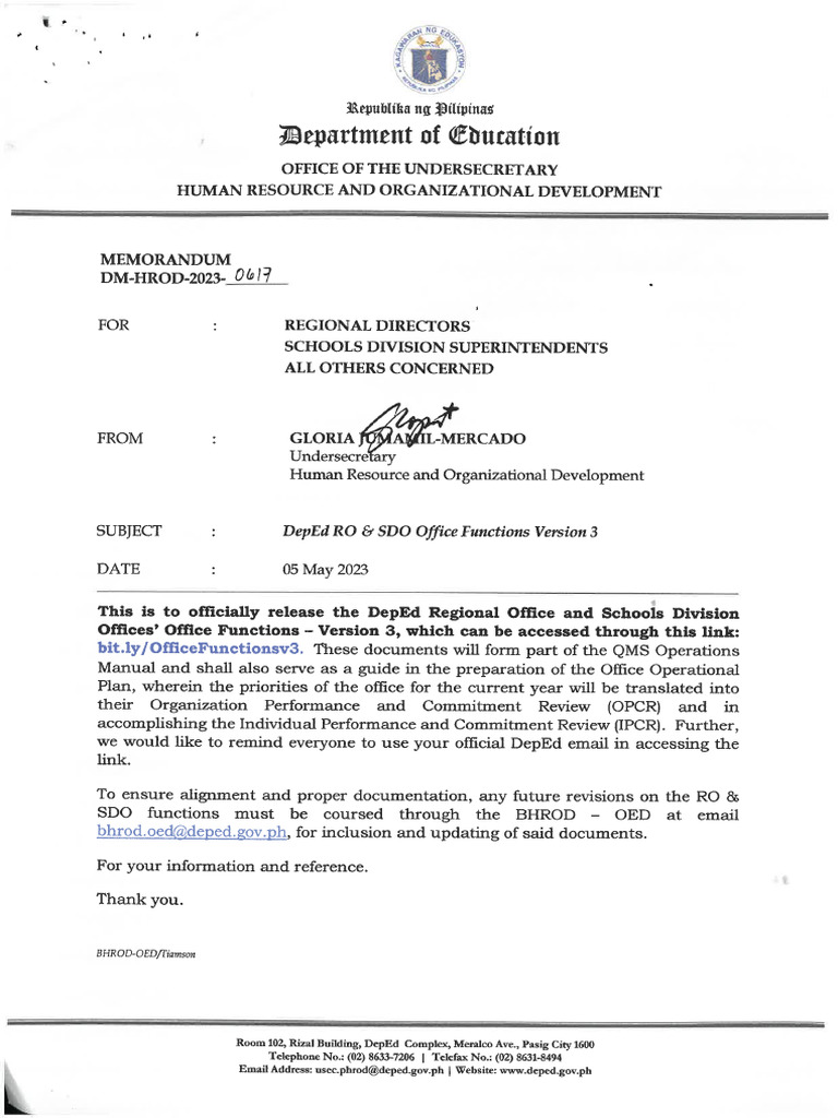 DepEd RO SDO Office Functions V.3 | PDF