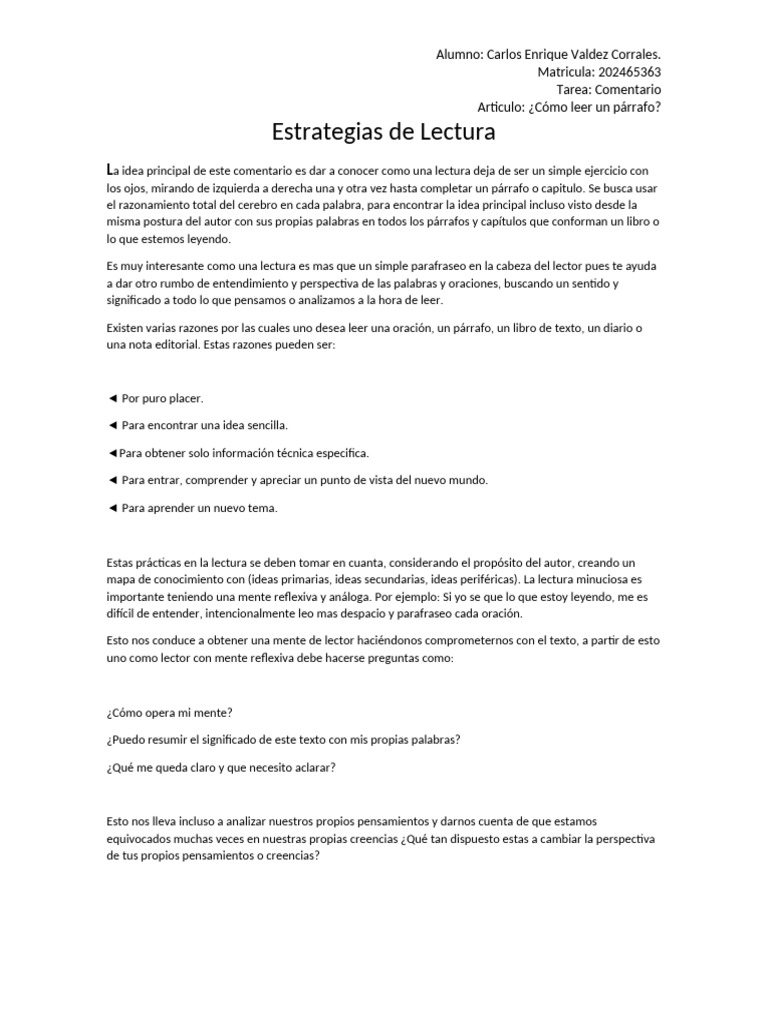 Estrategias de Lectura-Tarea-Literacidad Academica | PDF