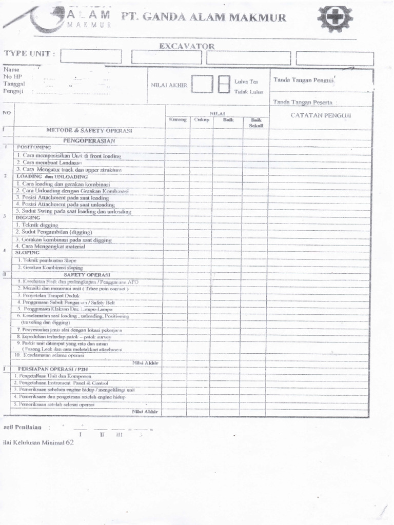 Form Penilaian Tes Praktek | PDF