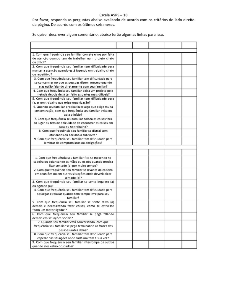 ASRS 18 Familiares | PDF