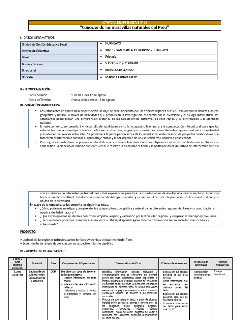 V_CICLO PLANIFICADOR SEM 2_U6 | PDF