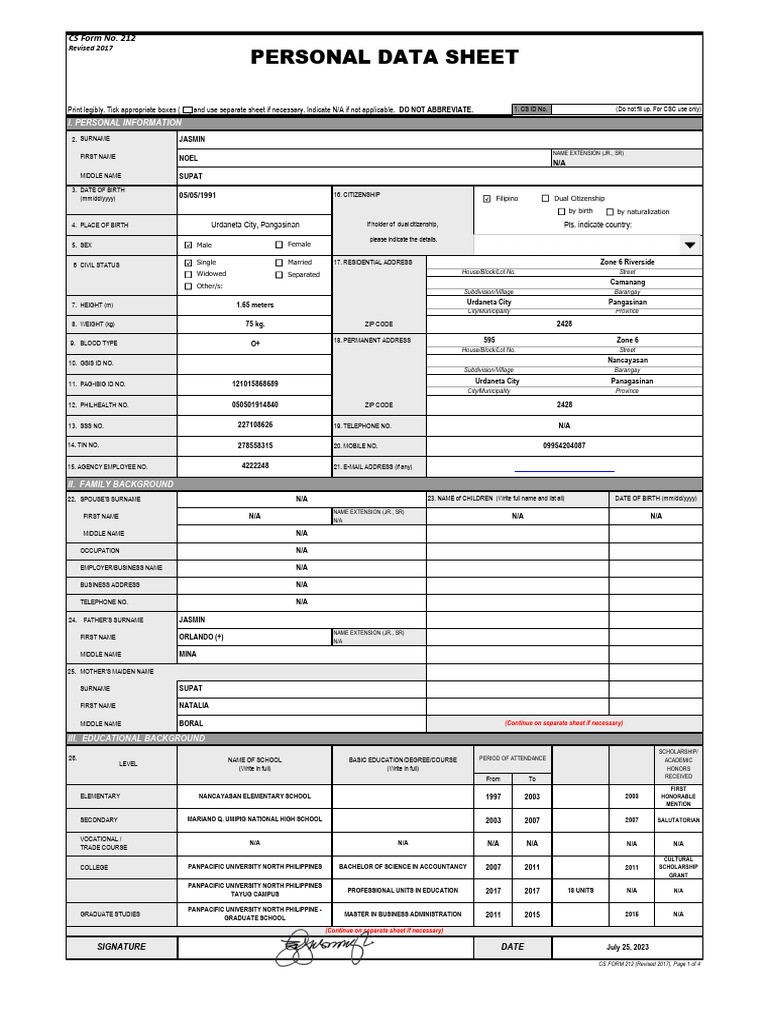 _.ArchNoel S. Jasmin PDS 2023 | PDF