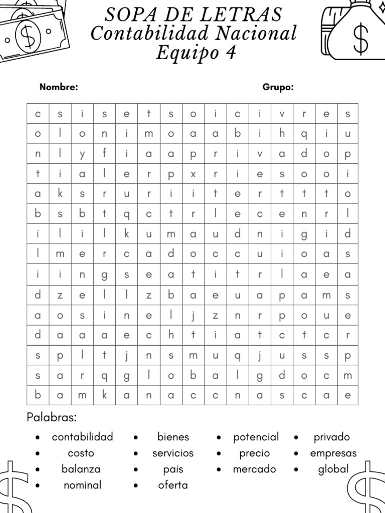 Sopa de Letras Economía | PDF