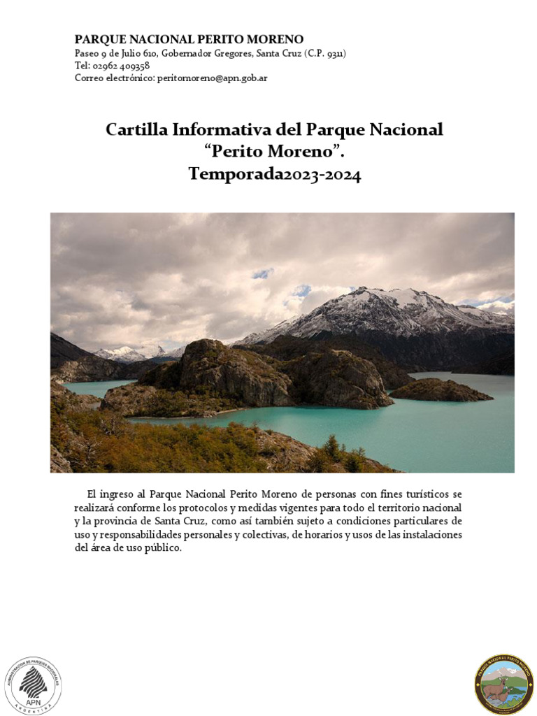 Cartilla Informativa Del Parque Nacional Perito Moreno | PDF