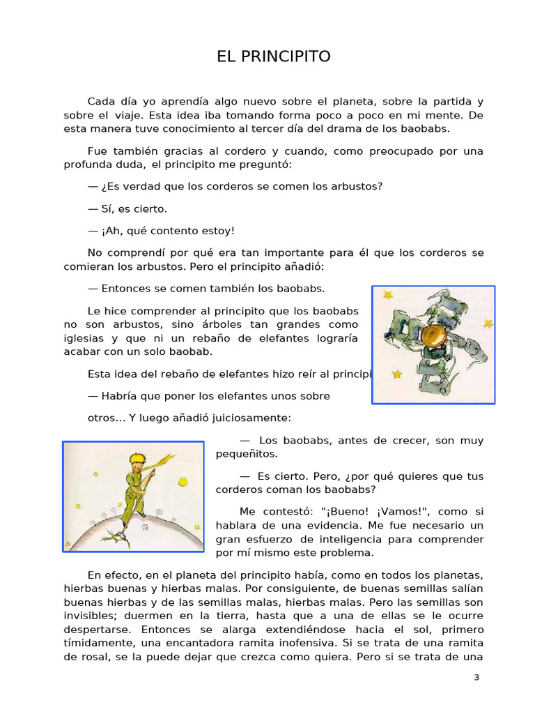 EL PRINCIPITO - comprensiòn lectora | PDF