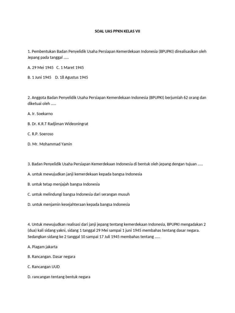 Soal Uas PPKN | PDF