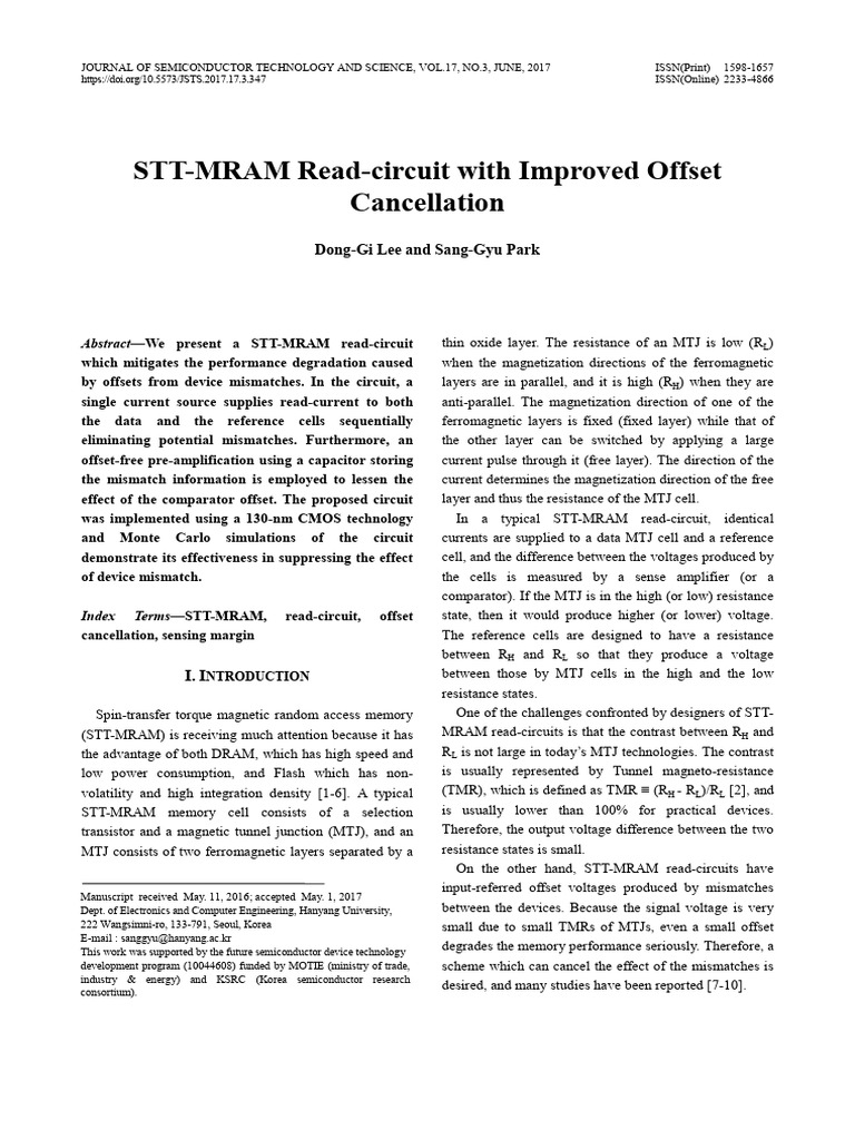 STT-MRAM Read-Circuit With Improved Offset Cancellation | PDF