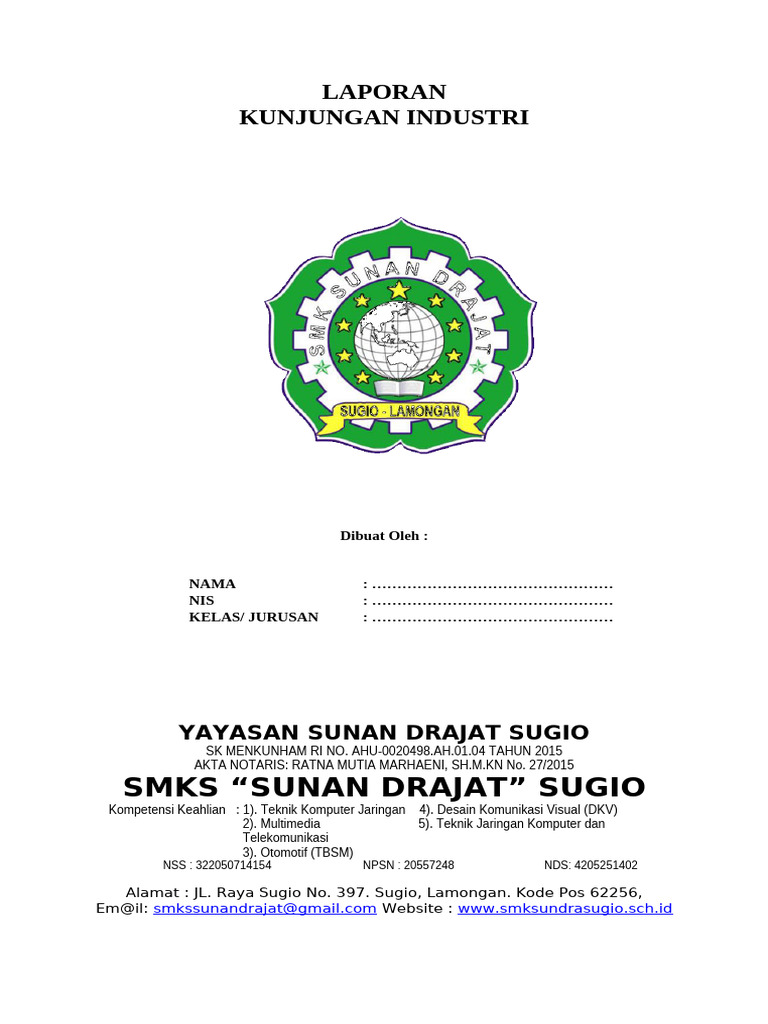 FORMAT LAPORAN KUNJUNGAN INDUSTRI SMK SUNDRA 2024 | PDF