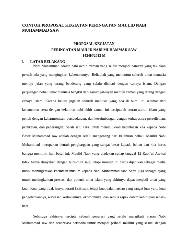 Contoh Proposal Kegiatan Peringatan Maul | PDF