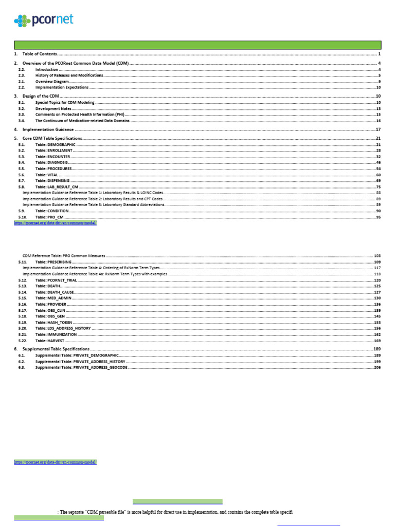 PCORnet Common Data Model v51 2019-09-12 | PDF