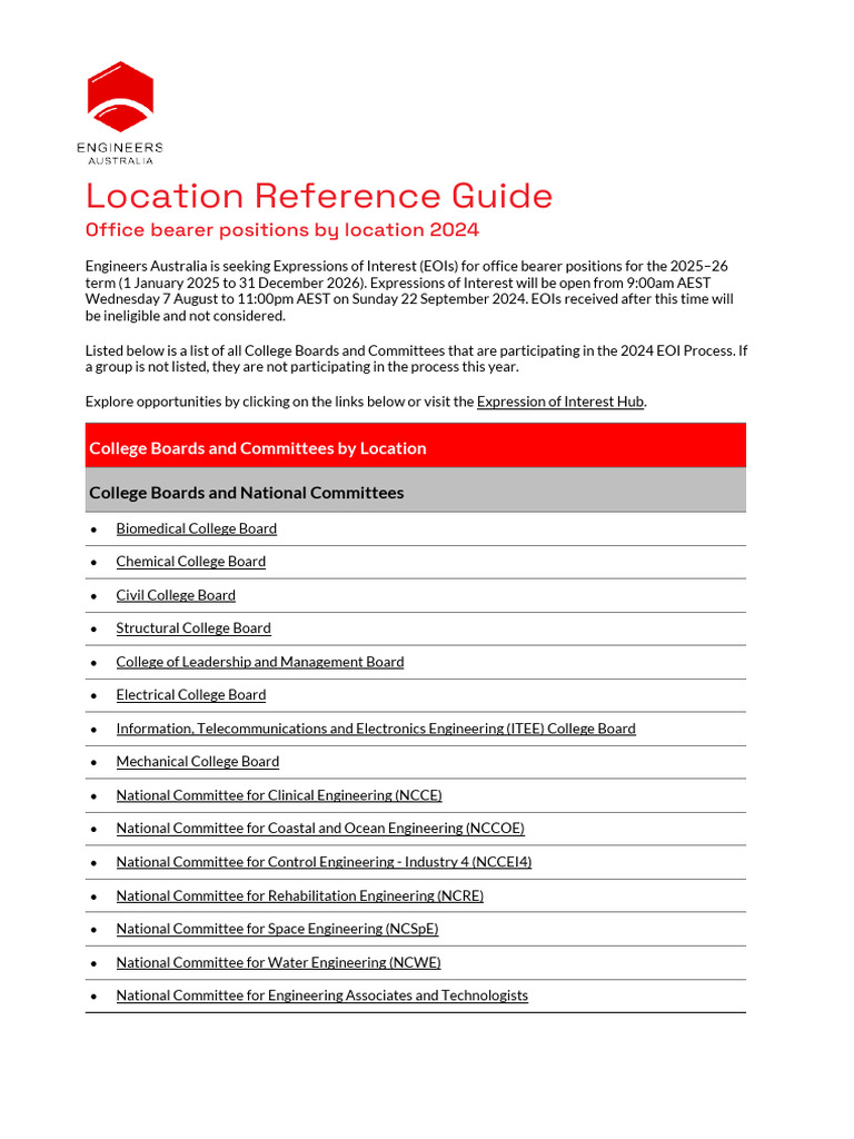 2024 EOI - Location Quick Reference Guide | PDF