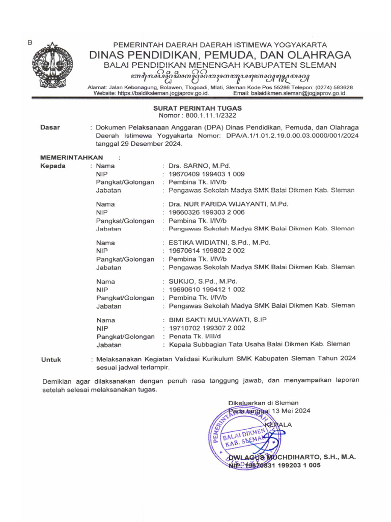 SPT Validasi Kurikulum SMK Kabupaten Sleman 2024 | PDF